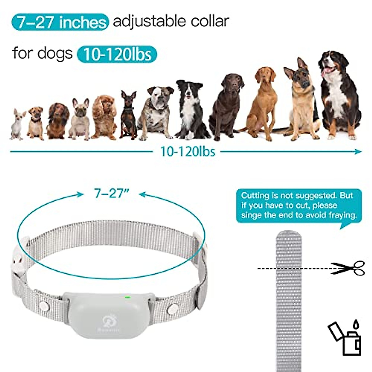 Bousnic Dog Shock Collar with Remote - for Large Medium Small Dogs (10-120lbs) Dog Training Collar Rechargeable Waterproof with 3 Humane Modes and 1000ft Control Range