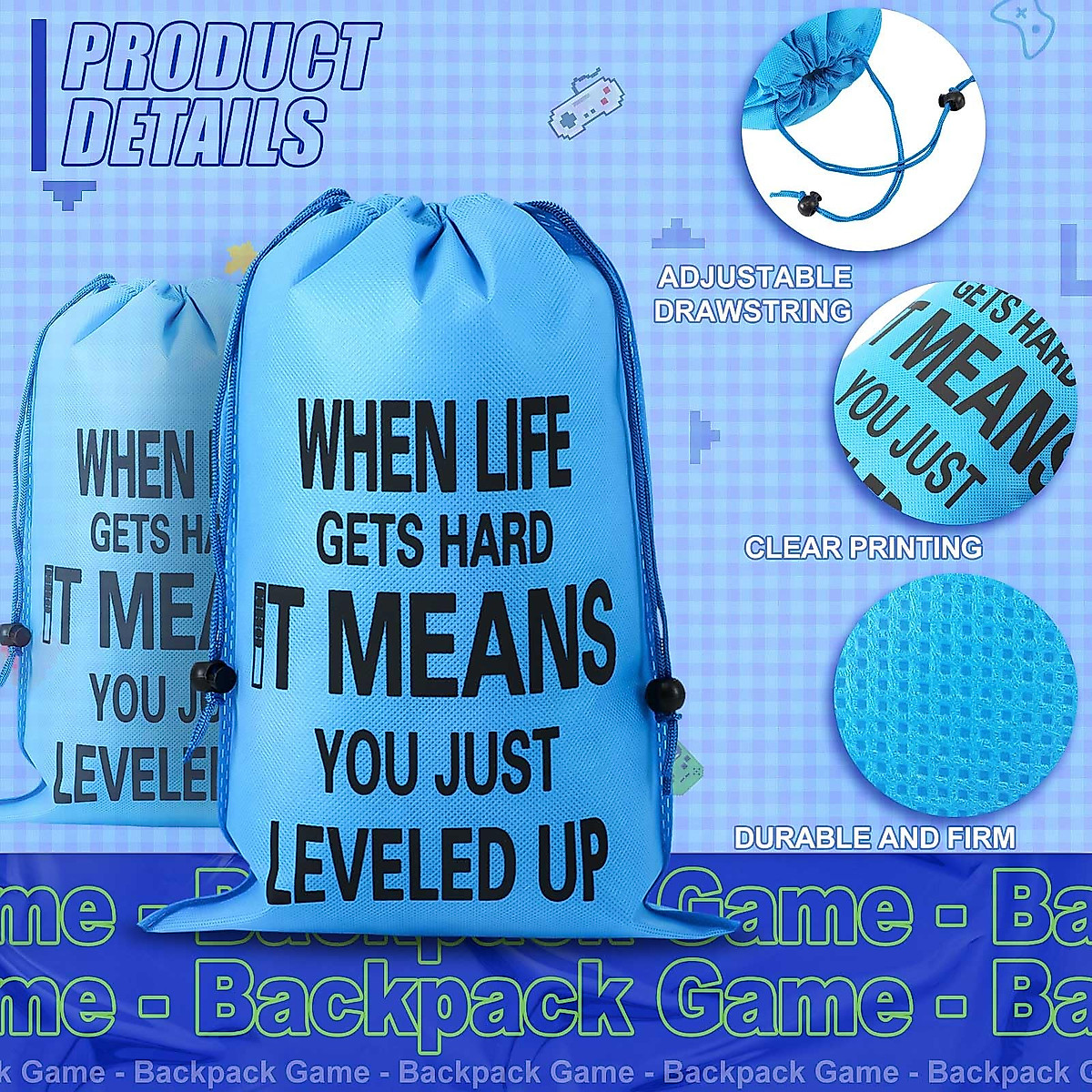 Shappy 36 Pieces Includes Video Game Bracelets Wristbands Gaming Party Bags with Drawstring Game Controller Keychains for Video Game Birthday Party Favors Supplies