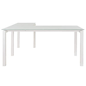 Signature Design by Ashley Baraga Contemporary Glass L-Shaped Home Office Desk, White