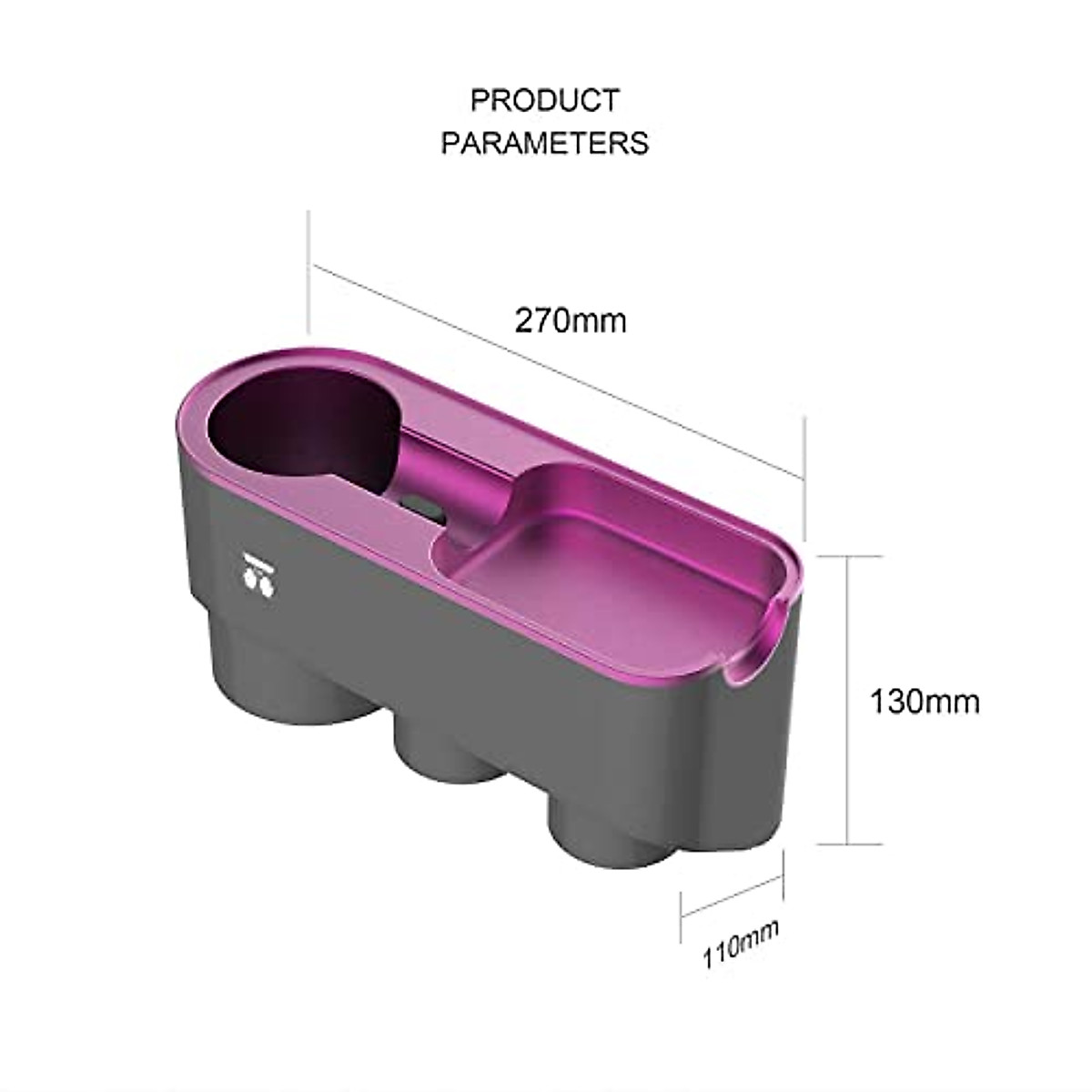 SATUO Hair Dryer Holder for Dyson, Storage Rack for Dyson Supersonic Hair Dryer, Organizer for Curler, Diffuser and Two Nozzles (Fuchsia)