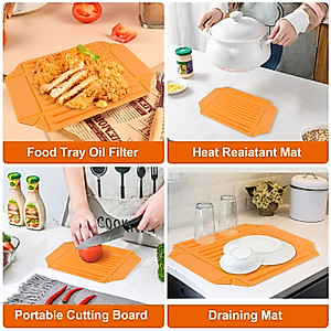 Silicone Collapsible Food Storage Containers, From 2D to 3D in 1 Sec, Reusable Dinner Plates for Camping, Hiking, Kitchen, Meal Prep, Snack, barbecue, with Lids (Orange)