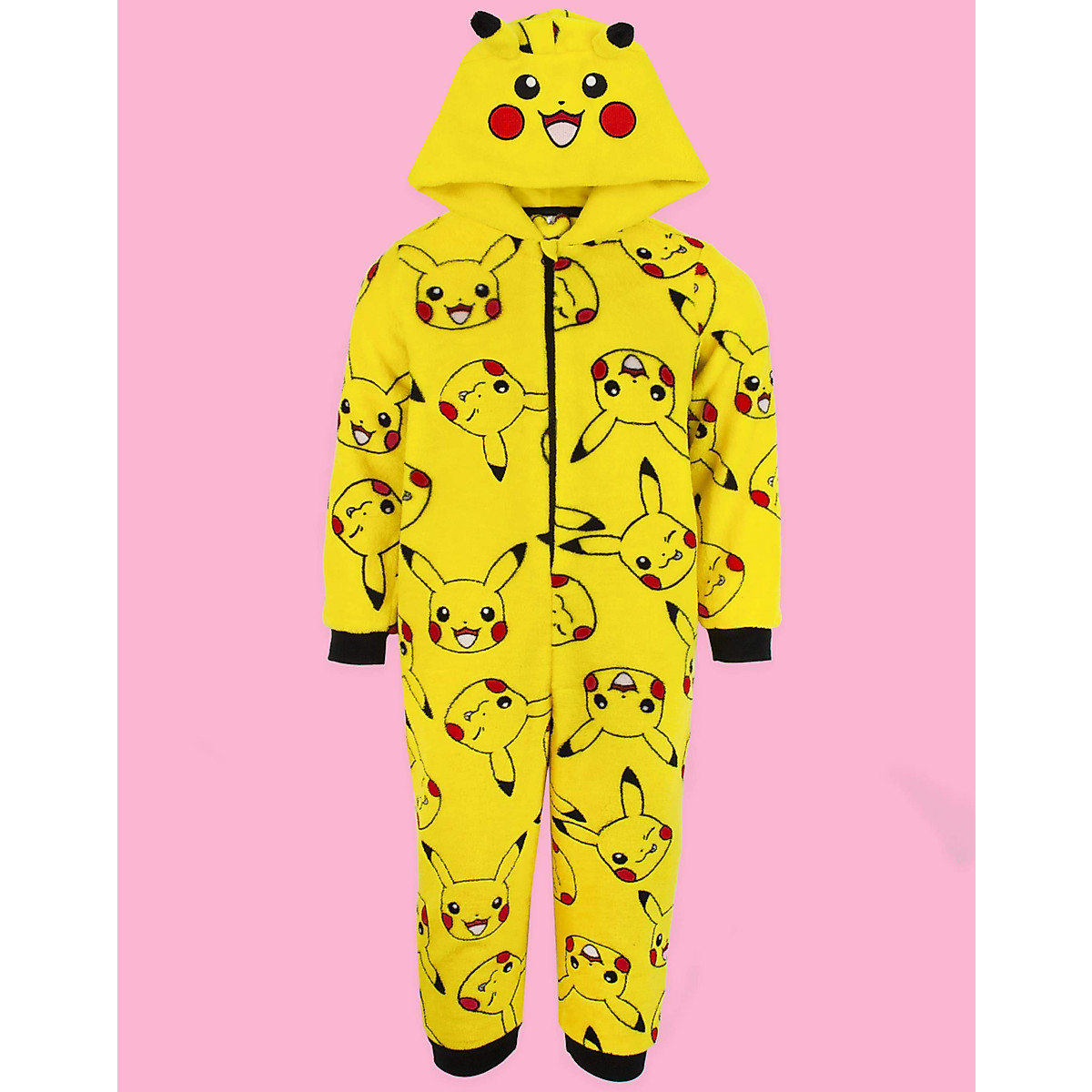 Pokemon Onesie Boys Pikachu Yellow 3D Ears Kids All In One 7-8 Years