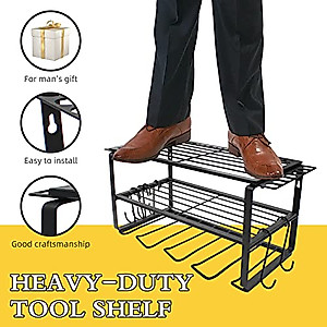 Pehciroe Power Tool Organizer Garage Storage Shelves Heavy Duty Garage Tool Organizer Wall Mount Metal Tool Shelf Utility Storage Rack for Man Worker