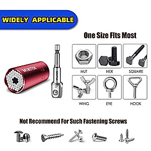 MiKiTok Universal Socket Universal Socket Wrench Craftmanstoolset,Birthday Gifts for Men Women Husband Him Boyfriend 1/4"-3/4" (7mm to 19mm)