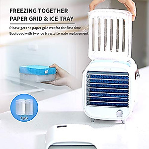 SmartDevil Personal Air Cooler, USB Portable Air Conditioner Fan with Night Light, 90° Oscillation, Built-in Ice Tray, Desk Cooling Fan for Home, Office