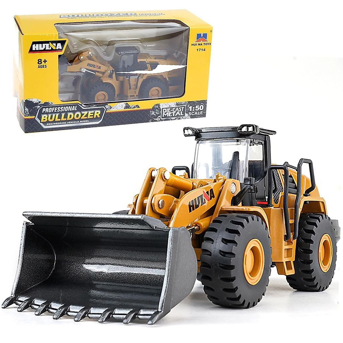 Gemini&Genius Mechanical Loader Toy, Construction Vehicle Wheeled Loader 1/50 Scale Skid Steer Loader Toy, Bulldozer Shovel Engineering Vehicle Alloy Models for Kids, Collection and Decoration House