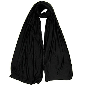 Black Soft Stretch Jersey Head Scarf Rectangle Women's Hair Wrap