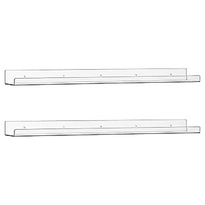 HBlife 36 Inches Floating Shelves Wall Mounted Clear Acrylic Shelves for Figures, Invisible Floating Bookshelf for Kids and Nursery, 2 Pack (5MM Thick)