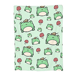PIPABOBO Frog Blanket for Adults Women Girls, Cute Green Frog Throw Blanket Gift for Frog Lovers, Cartoon Animal Kawaii Stuff for Bed Couch Sofa Chair, 60"x80"