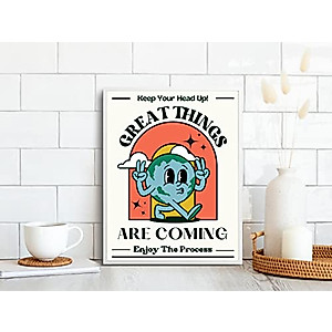 Retro Poster Wall Art Print, Positive Quote Funny Motivational Inspirational That Girl Room Decor Aesthetic For Teen Girls , College Apartment Dorm Bedroom, Cute Trendy Wall Decor, 60s 70s 80s Poster