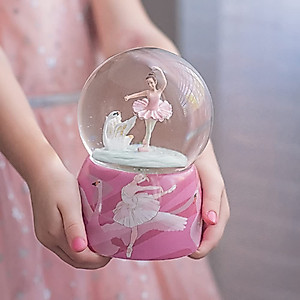 Dreamwizor Snow Globe for Birthday, Ballet Recital Gift, Made with Real Glass, Collectible Ballet Dancer Snowglobe for Adult, Musical Snow Globe Gift for Wife, Women and Girls, Tuned Swan Lake