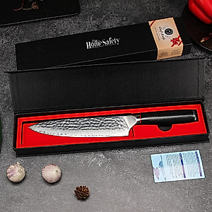 Home Safety Damascus Steel Chef Nakiri Knife 2Pcs Professional Cooking Knife Set – Razor Sharp Kitchen Chef's Knives with Ergonomic G10 Handle, Water Ripple Blade Non-Stick Cleaver, Gift Box