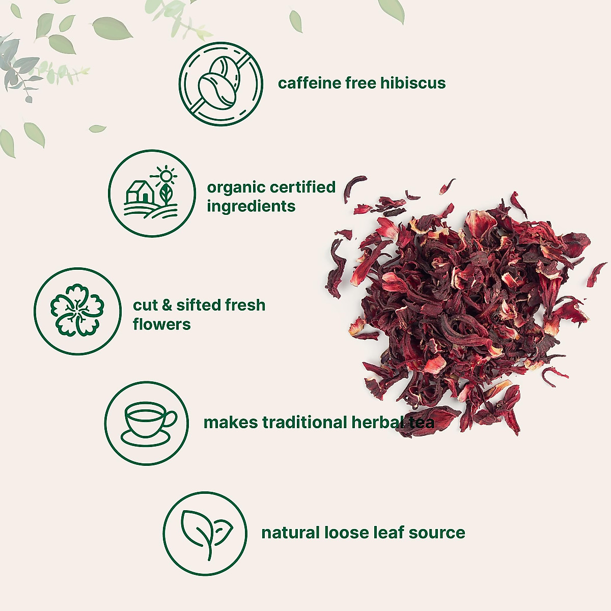 Micro Ingredients Organic Hibiscus Flowers, 2lbs (450+cups) | Flor de Jamaica, Loose Leaf Tea for Hibiscus Tea Bags | Cut & Sifted Dried Leaves | Caffeine Free, Non-GMO, No Sugar