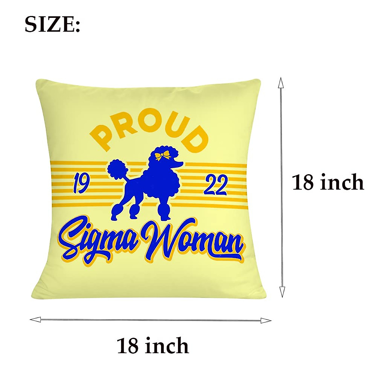 1922 Gift Pretty Poodle Throw Pillow Covers 1922 Sorority Paraphernalia Gift 1922 Sigma Woman Gift Greek Sorority 18x18 inch Decorative Pillowcase for Women Sister Gift (Pillowcase-Sigma Woman)