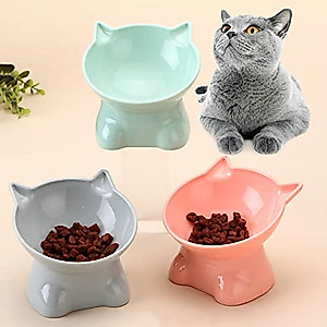 Pet Bowl Large Capacity Oblique Mouth Cute Cat Shape Cat Dog Food Dispenser Pet Feeder Pet Supplies Pet Bowl