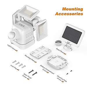 Solar Motion Lights Outdoor Dimmable 2000LM Led Flood Security Light with Motion Sensor and Adjustable Solar Panel, 5000K, IP65 Waterproof Security Light for Garden,Backyard, Pathway, Garage