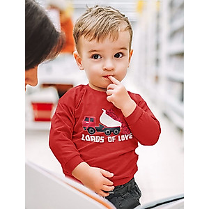Valentines Day Dump Truck Loads of Love Toddler Kids Long Sleeve T-Shirt 2T Red
