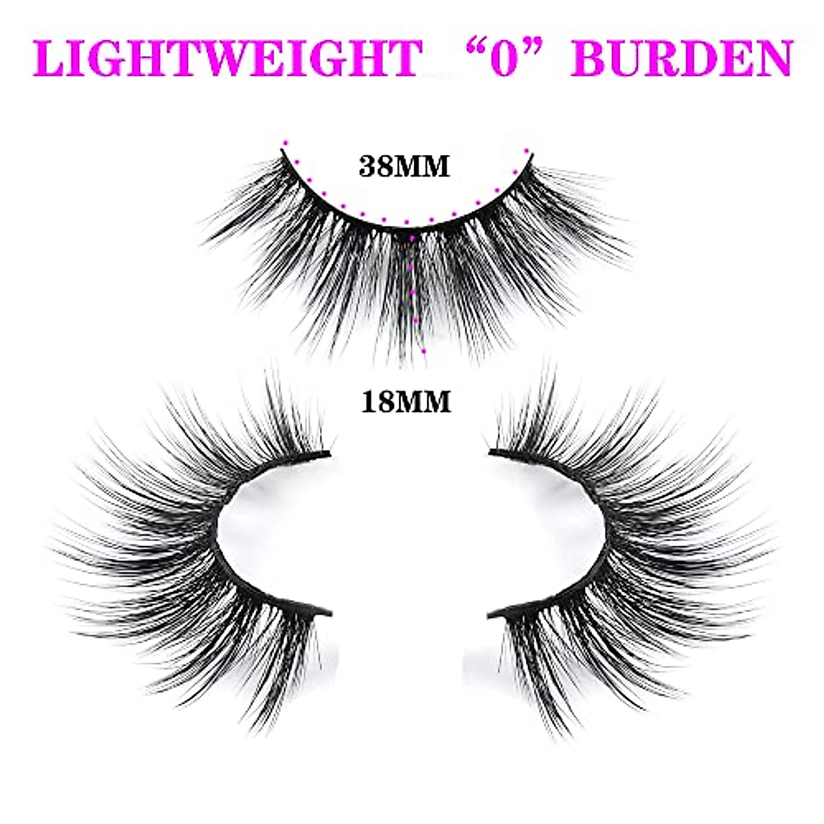 Kisslily 8 Pairs 18MM 3D False Lashes Pack Fluffy Curled False Eyelashes(3D-19)