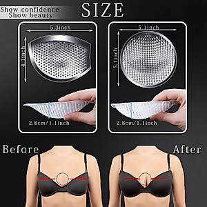 Honoson 2 Pairs Breathable Silicone Bra Inserts Waterproof Reusable Bra Inserts Breast Enhancers for Bra Swimsuit Sports Bra (Round and Semicircular Shape)