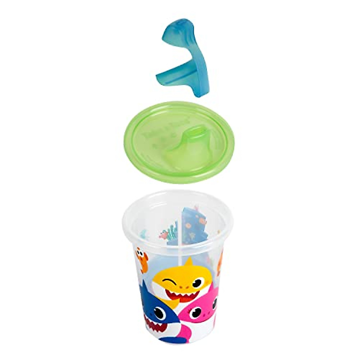The First Years Take & Toss Pinkfong Baby Shark Sippy Cups - Reusable Toddlers Cups with Lids - Kids Party Pack with 2 Travel Caps - 10 Oz - 10 Count