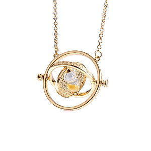 UTTER Hermione Rotating Time Turner Necklace Gold Wizardry Falcon Hourglass Pendant