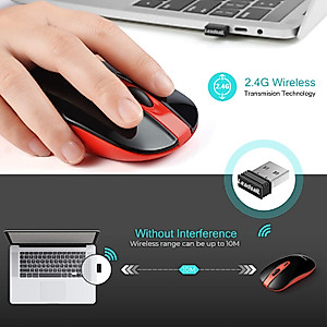 LeadsaiL Wireless Computer Mouse, 2.4G Portable Slim USB Mouse, Silent Click Cordless Mouse 3 Adjustable Levels, 4 Buttons Laptop Mouse for Windows Mac PC Notebook