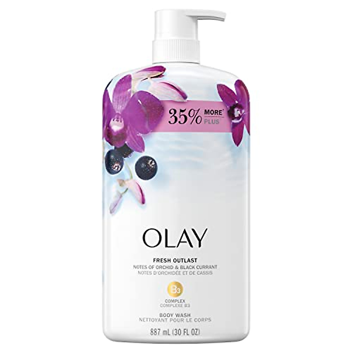 Olay Fresh Outlast Body Wash, Orchid & Black Currant, 30 fl oz (Pack of 4)