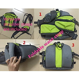 Multifunctional Water Resistant Waist Pack Backpack Daypack with Water Bottle Pockets for Running/Hiking/Cycling/Traveling (Black)