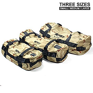 XPRT Fitness Workout Sandbag for Heavy Duty Workout Cross Training 7 Multi-positional Handles - Color Army Green/Black/Camo (Black, Medium)