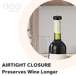 OGGI T-shaped Wine Corks, 2 pcs Wine Bottle Stopper Set, Cork Wine Stoppers for Wine Bottles, Reusable & Low Profile for Wine Beer Bottles DIY Craft (Black, Silver)