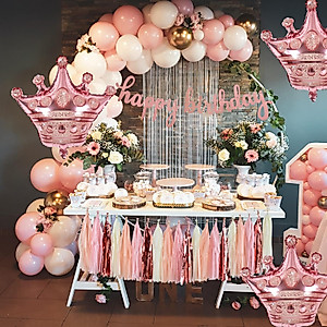 TONIFUL 4 Pcs Crown Balloons 24 Inch Rose Gold Crown Shaped Foil Mylar Balloons for Anniversary,Baby Shower,Wedding,Girls Birthday Decorations,Princess Themed Party Supplies