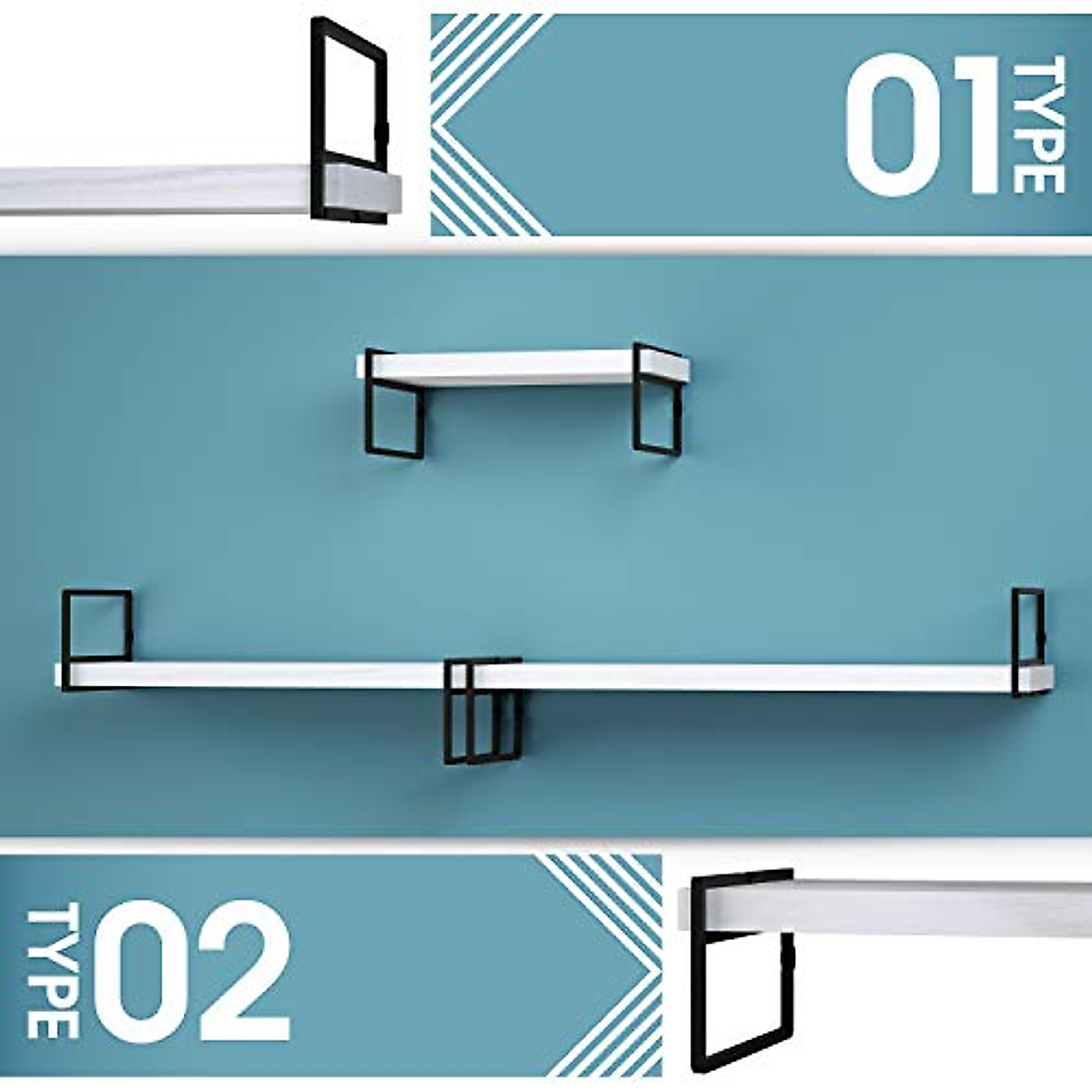 Minggoo Floating Shelves Wall Mounted Set of 3 (White)