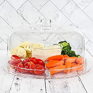 7Penn Clear Acrylic Cake Stand with Dome Cover Lid - 12in Multi-Function Cake Plate Serving Platter and Punch Bowl Set