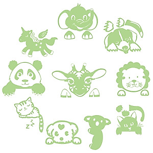Amosfun 10pcs Luminous Light Switch Decals Glow in The Dark Cartoon Animal Wall Switch Sticker Light Switch Decor Wall Art Mural Paster for Nursery Decor Green Random Style