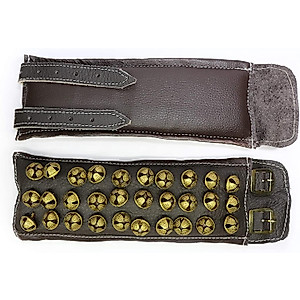 Arts Of India Ghungroo Brown Leather Pad 3 Line Ghungroo Pair (16 NO. GHUNGROO) Big Dancing Bells - Three LINE Brown Leather PAD GHUNGROO Pair (3 LINE)