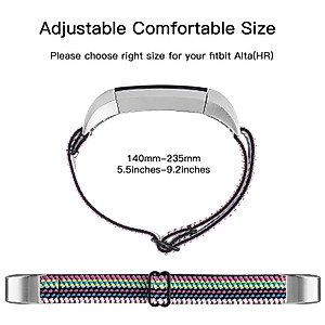 Adjustable Elastic Bands Compatible with Fitbit Alta/Alta HR, Soft Stretchy Nylon Sports Breathable Replacement Wristbands for Women Men (Colorful Boho)