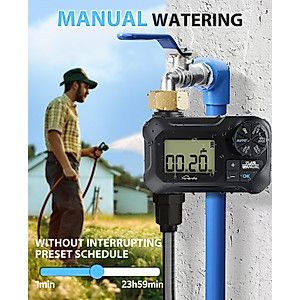 HOMENOTE Sprinkler Timer, Water Timer for Garden Hose, Programmable Irrigation Timer with Brass Swivel, Garden Hose Timer for Automatic Irrigation with Rain Delay/Manual Mode, IP65 Waterproof
