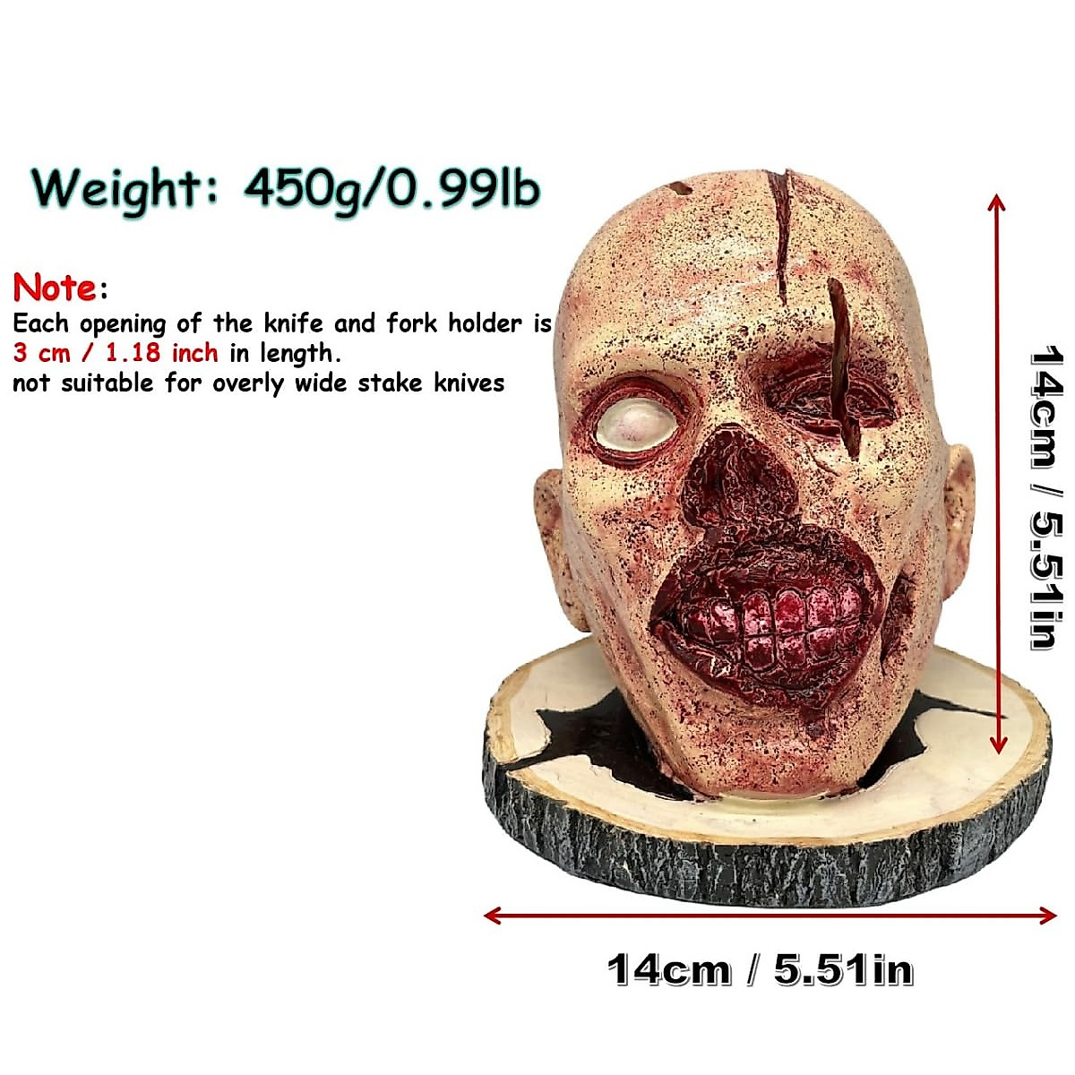 WANYOUJI Halloween Knife Holder, Horror Desktop Knife Block Fruit Knife Storage Rack Home Decor Ornament for Halloween Scary Theme Party Props