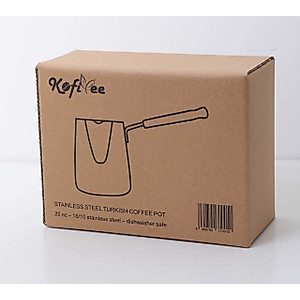 Turkish Coffee Pot, Greek Coffee Pot, Hot Chocolate Pot, Cezve, Ibrik, Briki, Milk Warmer, Butter and Chocolate Melting Pot, Percolator, contemporary design, 20 oz (600 ml) capacity, chrome