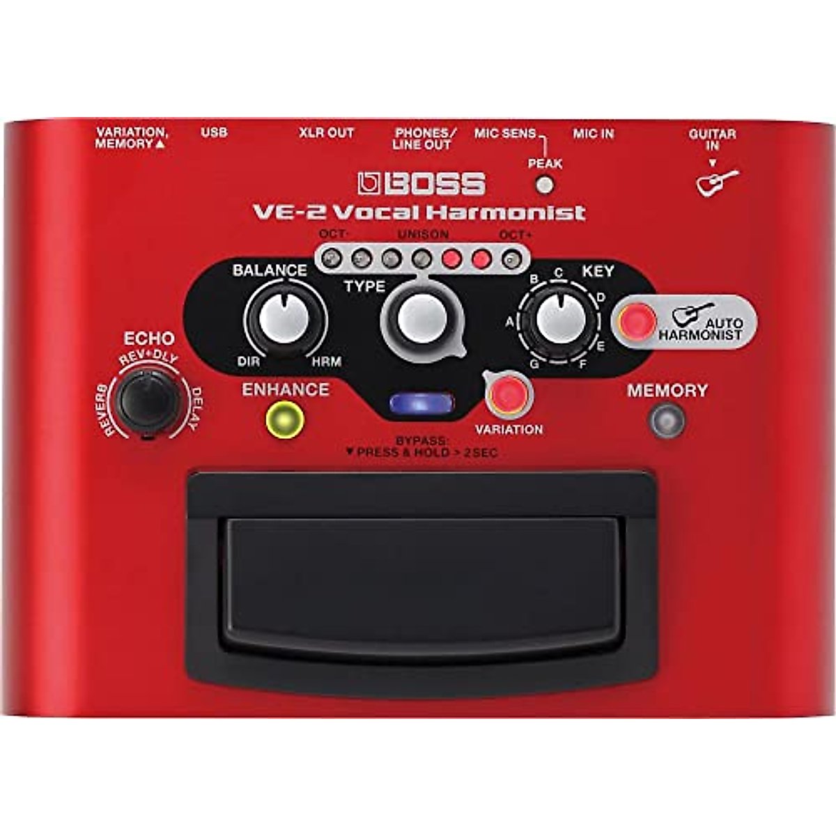 BOSS VE-2 Vocal Echo Pedal for Singing Guitarists | Real-Time Vocal Harmonies and Effects | Create Harmonies with Manual Key Selection | Connect Guitar for Auto Harmony Function | 24 Harmony Types