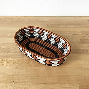 African Bread Basket- Bungoma/Sisal and Sweetgrass/Woven Basket/Made in Rwanda/Burnt Sienna, Black, White