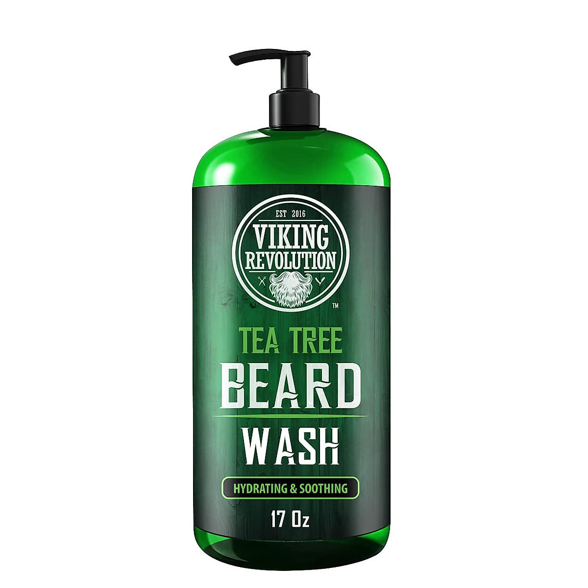 Viking Revolution Tea Tree Oil Beard Wash and Beard Conditioner For Men - Natural Beard Softener Set with Argan Oil, Vitamin E and Ginseng - Beard Shampoo and Conditioner Set (17 Oz)
