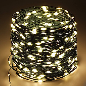 Tcamp 164FT 500 LED Christmas Lights, 8 Modes Christmas Tree Lights with Timer Memory Function, Green Wire Starry Fairy String Lights for Christmas Tree Halloween Outdoor Indoor Decor (Warm White)