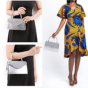 Naimo Glitter Rhinestone Flap Evening Bag Top-Handle Clutch Wedding Prom Party Tote Purse Envelop Handbag