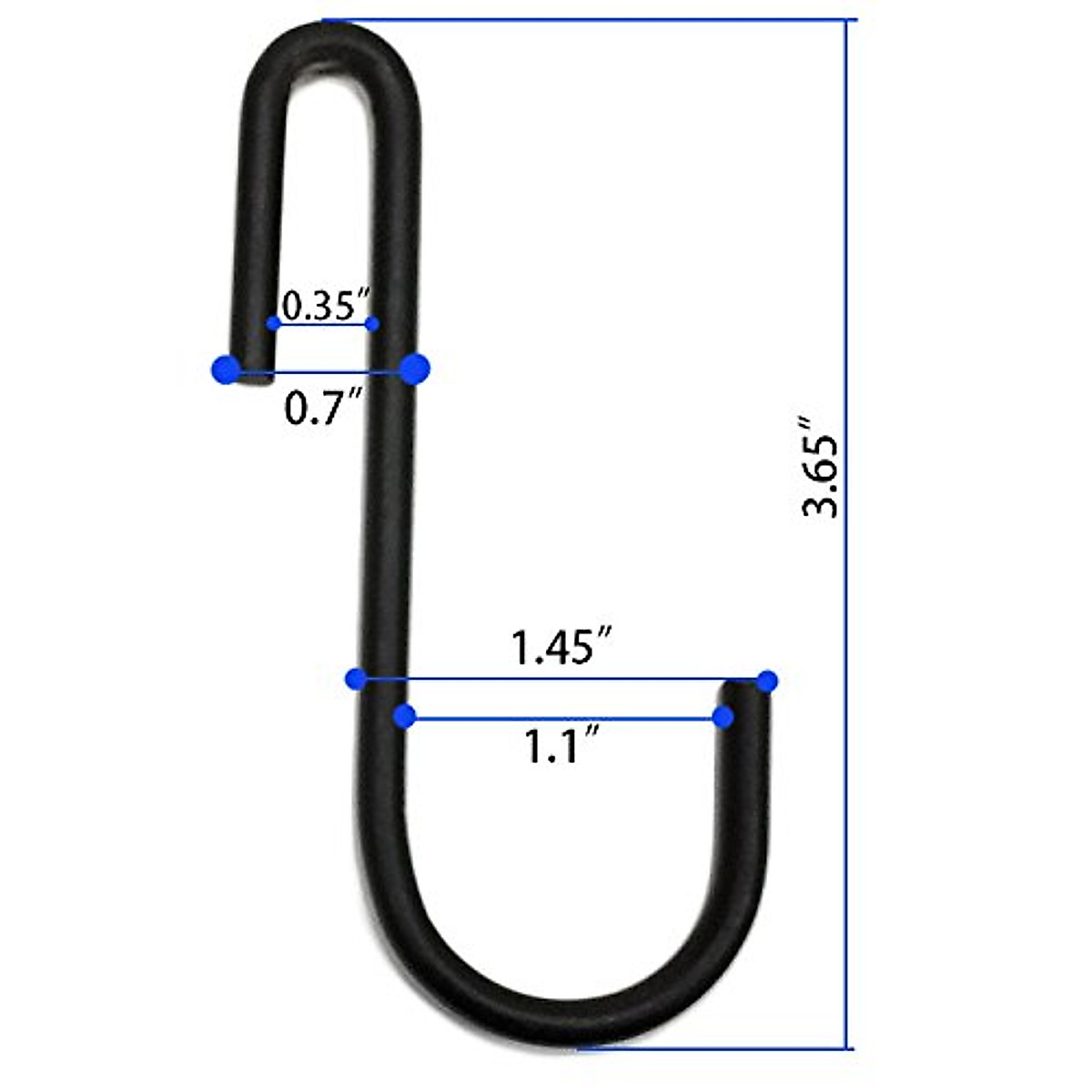 HUJI Black S Shaped Heavy Duty Hanging Hooks for Kitchenware Pots Pans Utensils (Set of 6 Hooks)