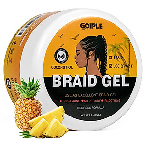 8.8OZ Strong Hold Braiding Gel for Twists, Locs, Cornrows - Tames Frizz, High Shine, No Flake, Easy Edge Control