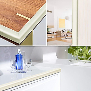 Rabofly Baby Proofing Edge & Corner Guards, 17.6ft - (16.40ft Edge + 4 Corners)Furniture Bumper Cushion Table Edge Corner Protector Non Toxic and Safe for Fireplace, Stair, Cabinet, Countertop, White