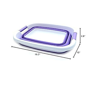 SAMMART Set of 2-25L (6,6 gallon) Collapsible Laundry Basket/Tub-Foldable Storage Container/Organizer-Portable Washing Bin-Space Saving Hamper, Water capacity: 20L (5.28 gallon) (2, Lt. Purple)