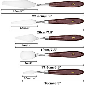 Artist Painting Knives Set - 5 Pieces Painting Knives Stainless Steel Spatula Palette Knife Oil Painting Accessories Color Mixing Set for Oil, Canvas, Acrylic Painting