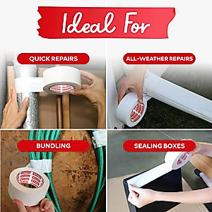 XFasten White Duct Tape Heavy Duty Waterproof 2 Inch x 50 Yards (5-Pack, 750ft Total) 11 mils Super Strong HVAC Duct Tape White Color for Indoor, Automobile, Repair, Patching and Outdoor Use